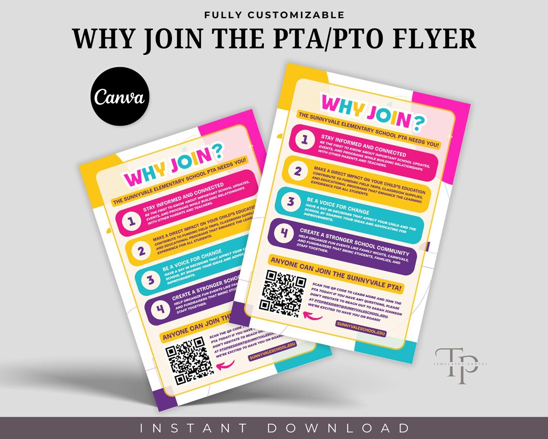 Why Join the PTA/PTO Flyer Template, PTA Flyer Brochure, School ...