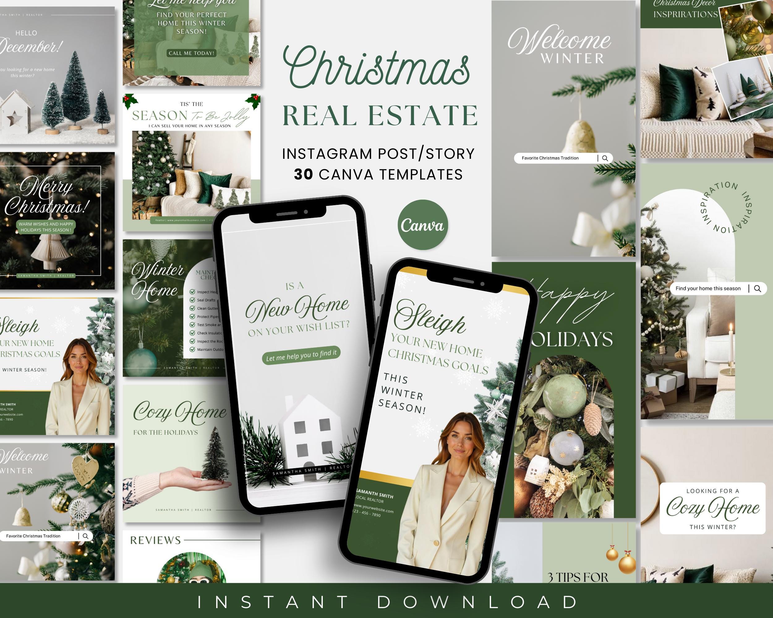 Christmas Realtor Instagram Template, IG Real Estate Christmas ...