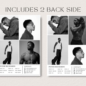 Male Modeling Comp Card Template, Fashion Resume Photo Card, Modeling ...