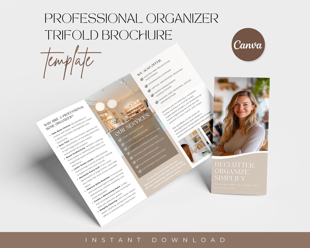 Professional Organizer Trifold Brochure Template, Trifold Brochure for ...
