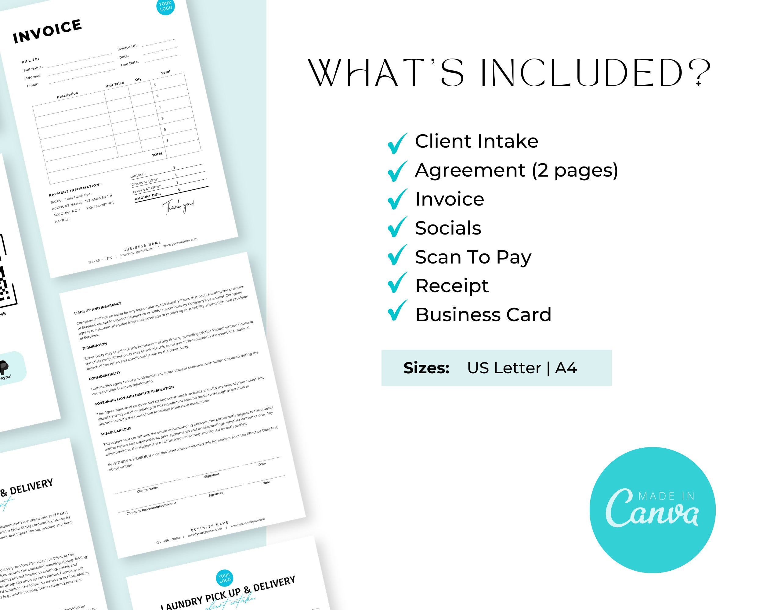 Editable Laundry Pick up & Delivery Services Forms Templates, Pick and ...