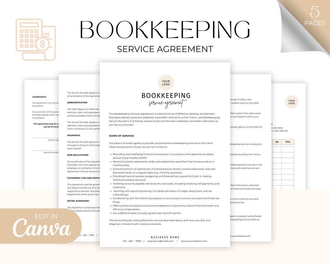 Bookkeeping Contract, Budgeting Services Agreement, Expense Tracking ...