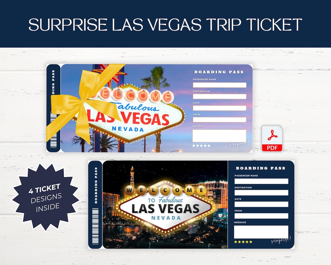 Las Vegas Boarding Pass, Las Vegas Surprise Trip, Las Vegas Gift Ticket ...
