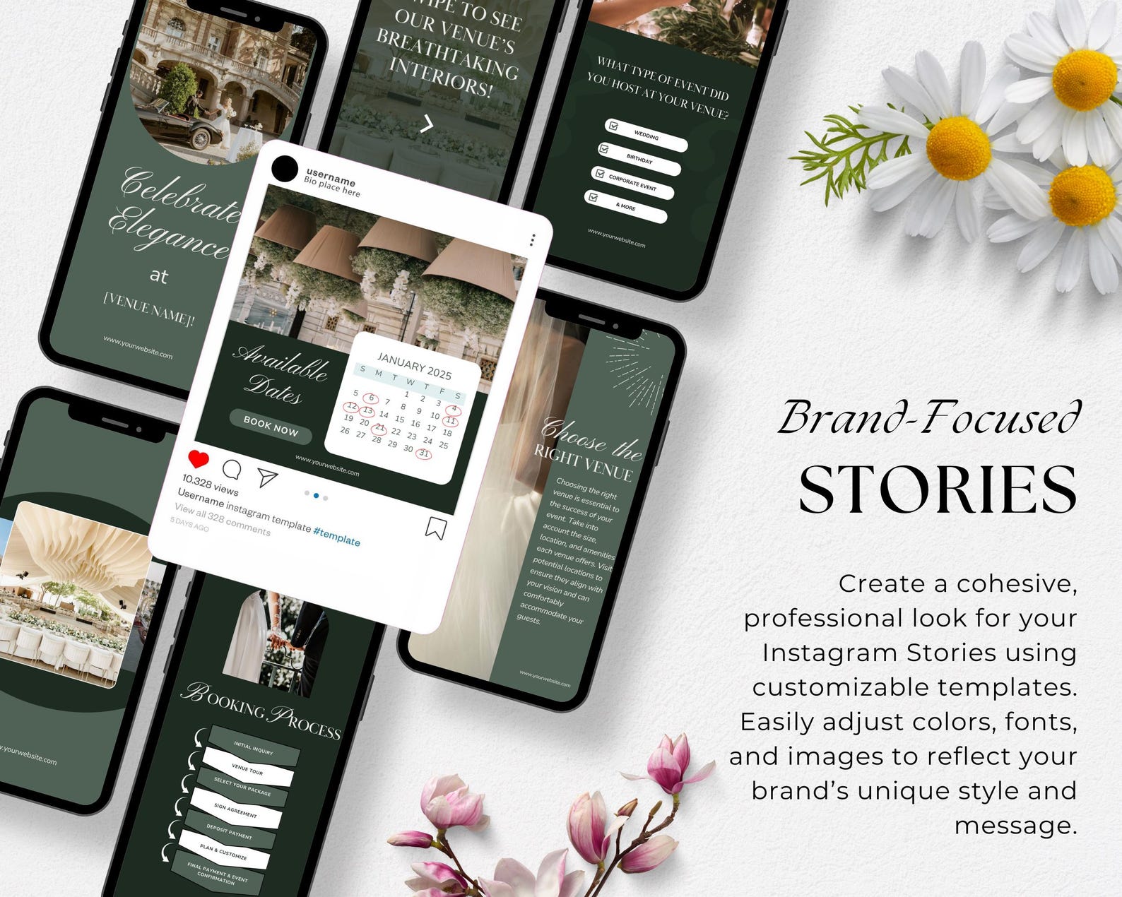 Venue Rental Instagram IG Post & Story Template, Wedding Venue Rental ...