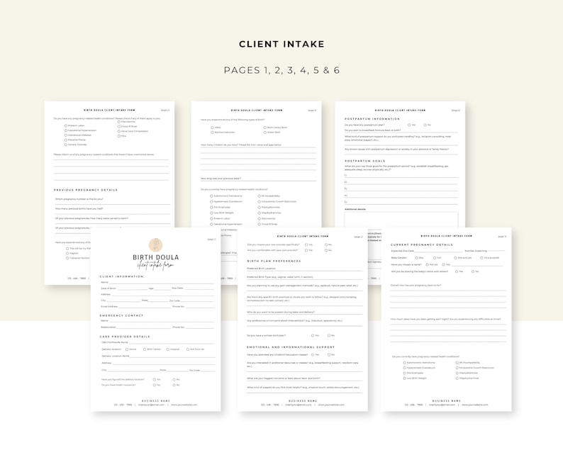Doula Intake Forms Bundle for New Clients, New Client Intake Forms ...