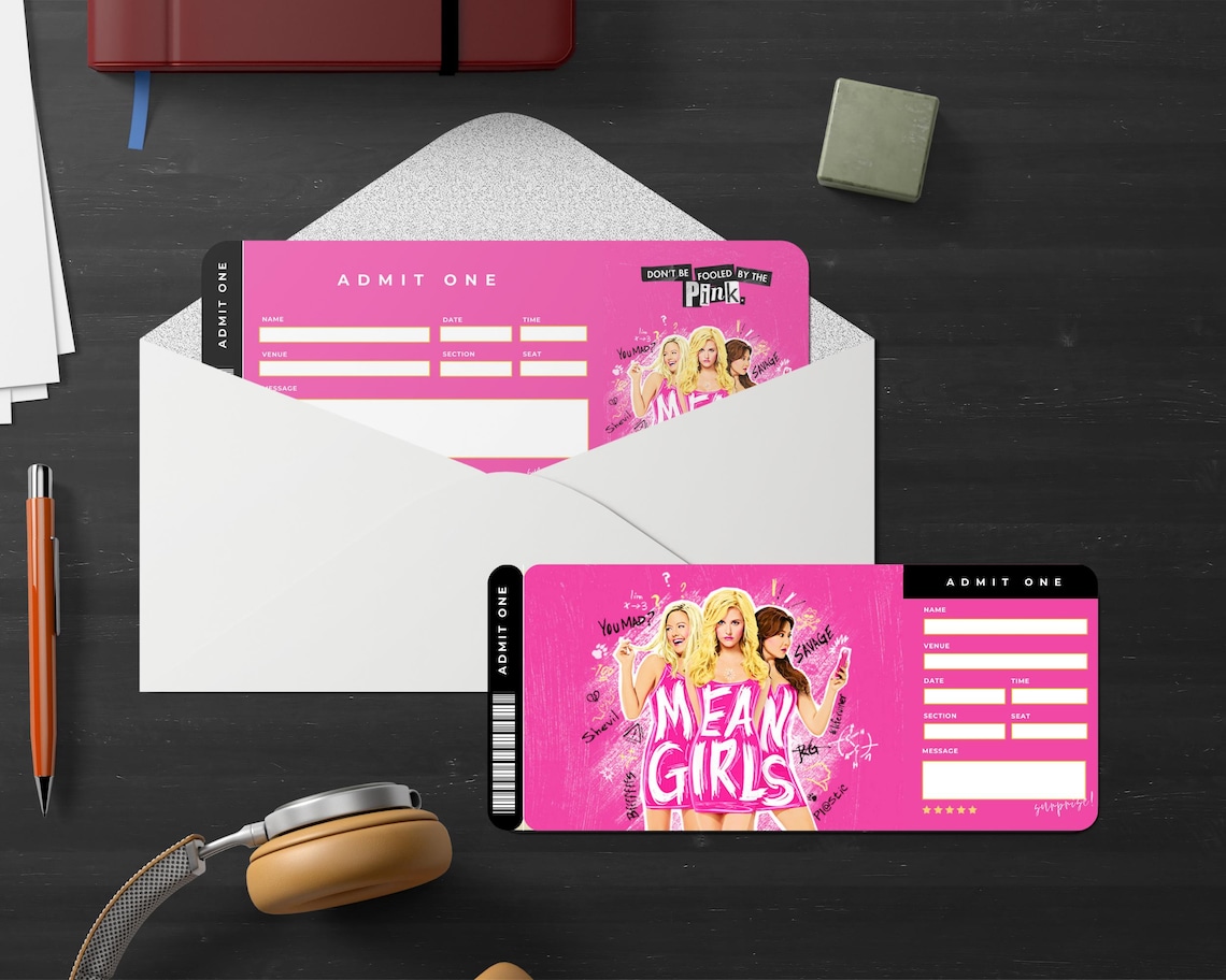 Printable Mean Girls the Musical Tour Ticket Template, Editable Theatre ...