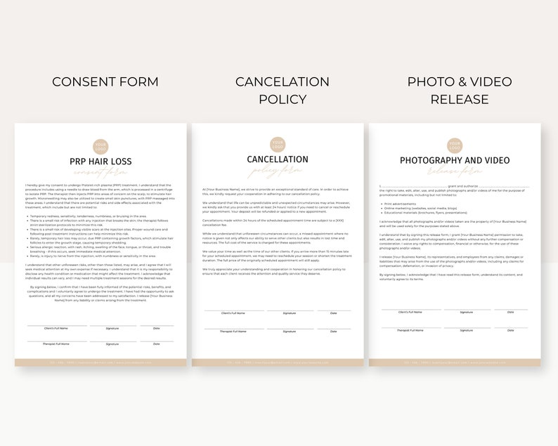 Editable PRP Injection Hair Loss Consent Intake Forms, Platelet Rich ...