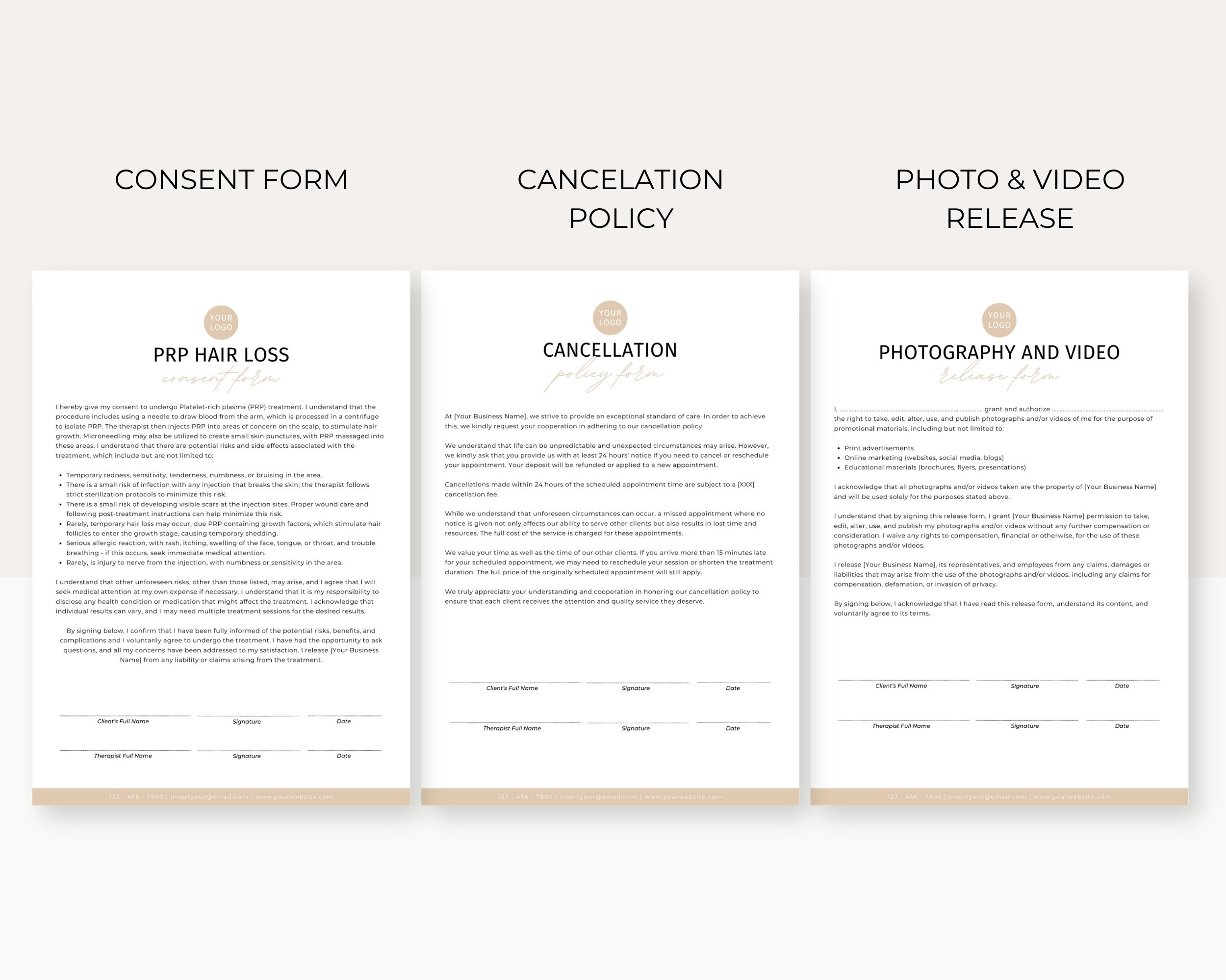 Editable PRP Injection Hair Loss Consent Intake Forms, Platelet Rich ...