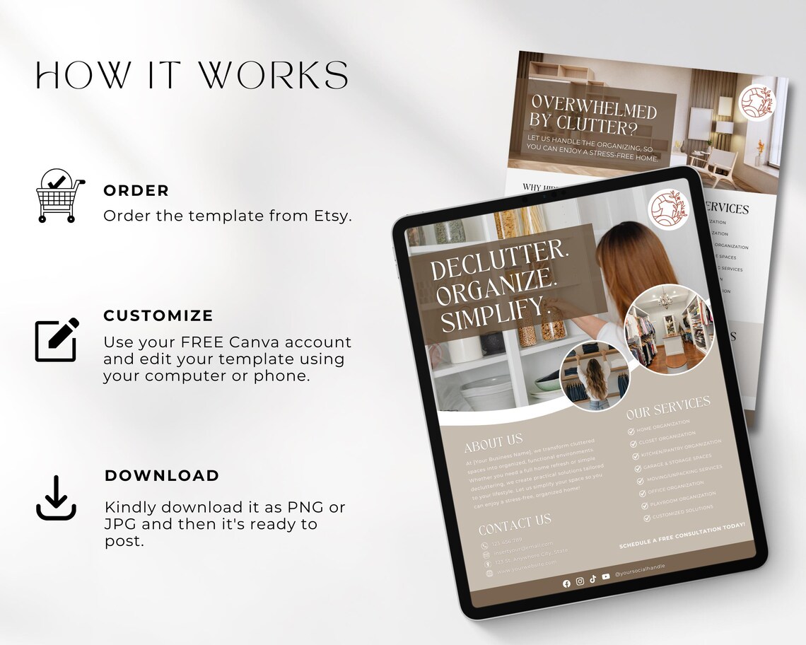 Professional Organizer Flyer Template, Organizing Template ...