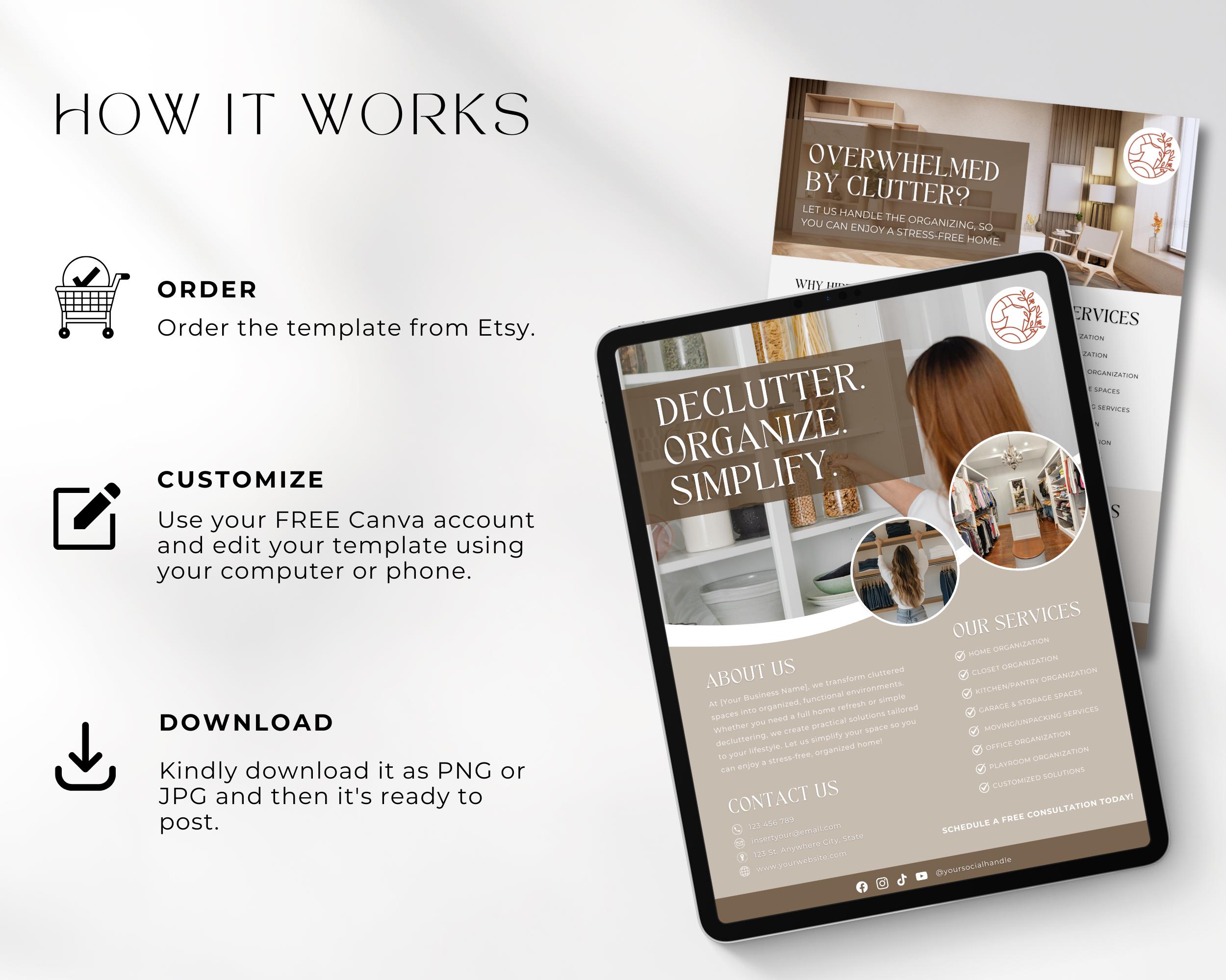 Professional Organizer Flyer Template, Organizing Template ...