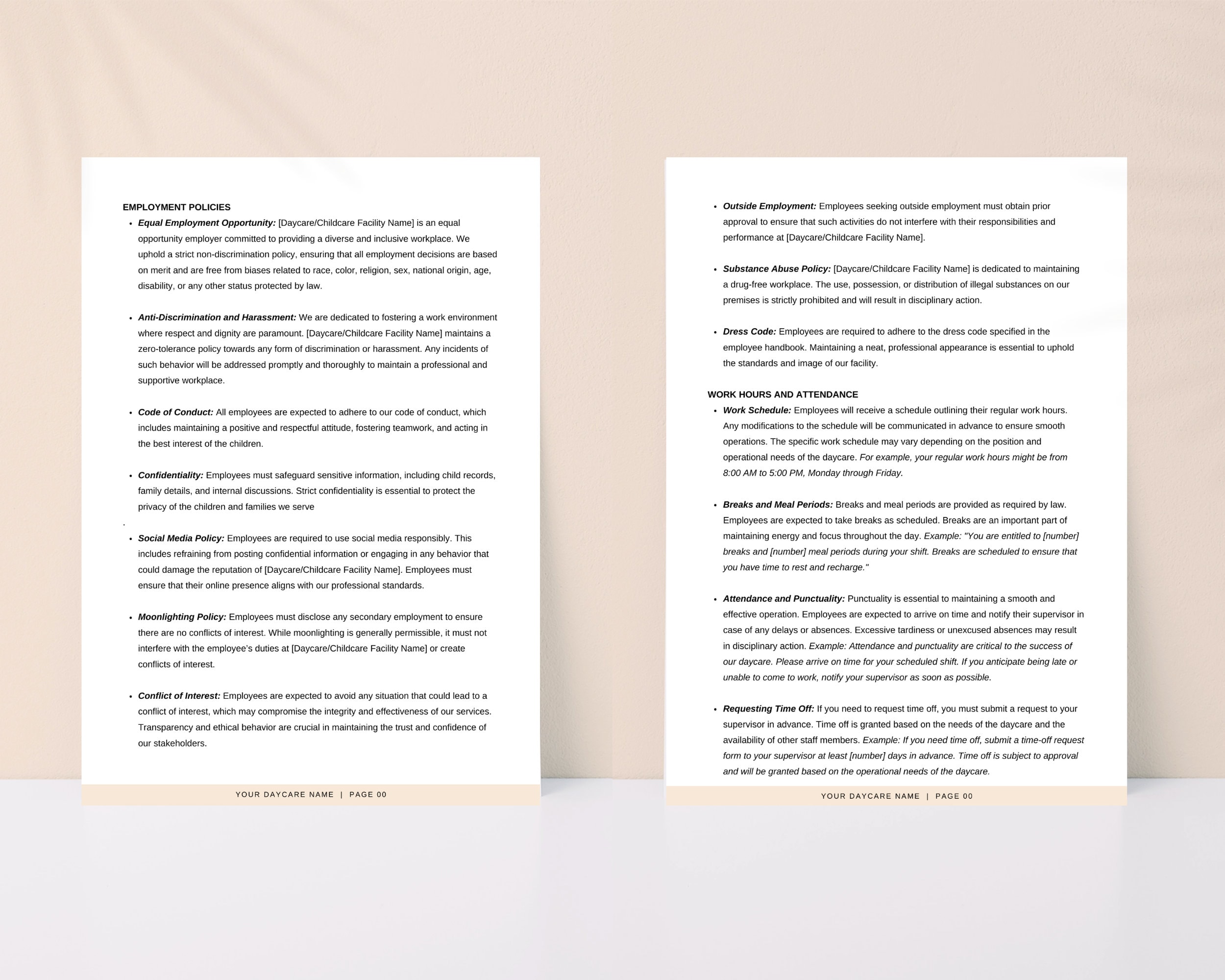 Daycare Staff Handbook, Editable Childcare Staff Handbook Template ...