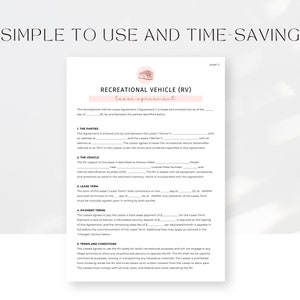 RV Rental Agreement, Camper Rental Agreement, Short Term Rental RV ...