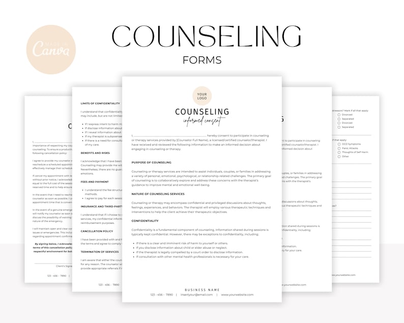Counseling Forms Bundle, Mental Health Client Intake, Informed Consent ...