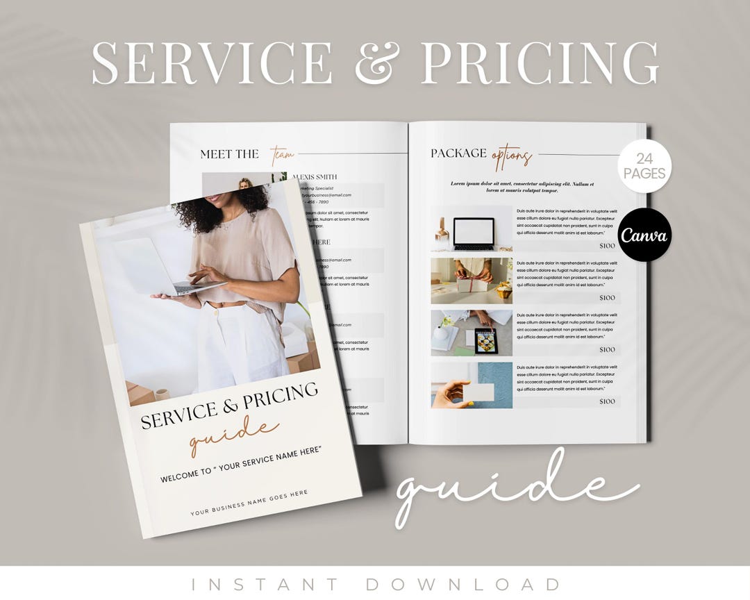 Services & Pricing Guide Template, New Client Welcome Packet, Business ...