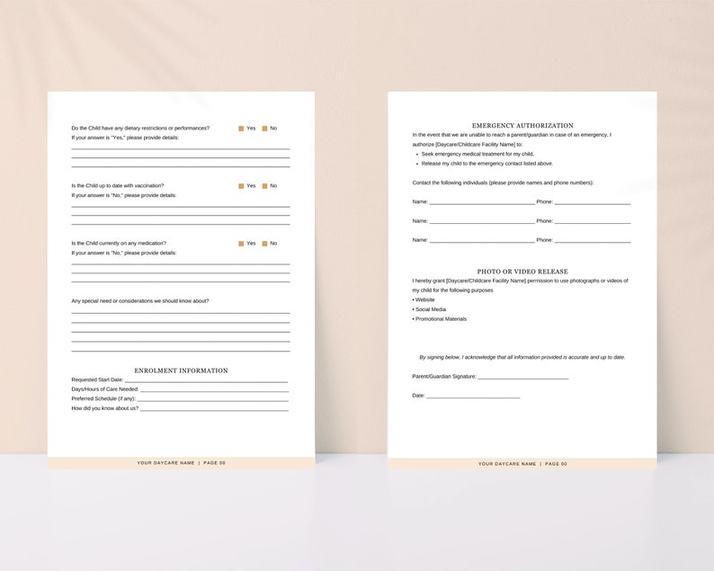 Daycare Enrolment Form, Childcare Enrolment Application Form, Daycare ...