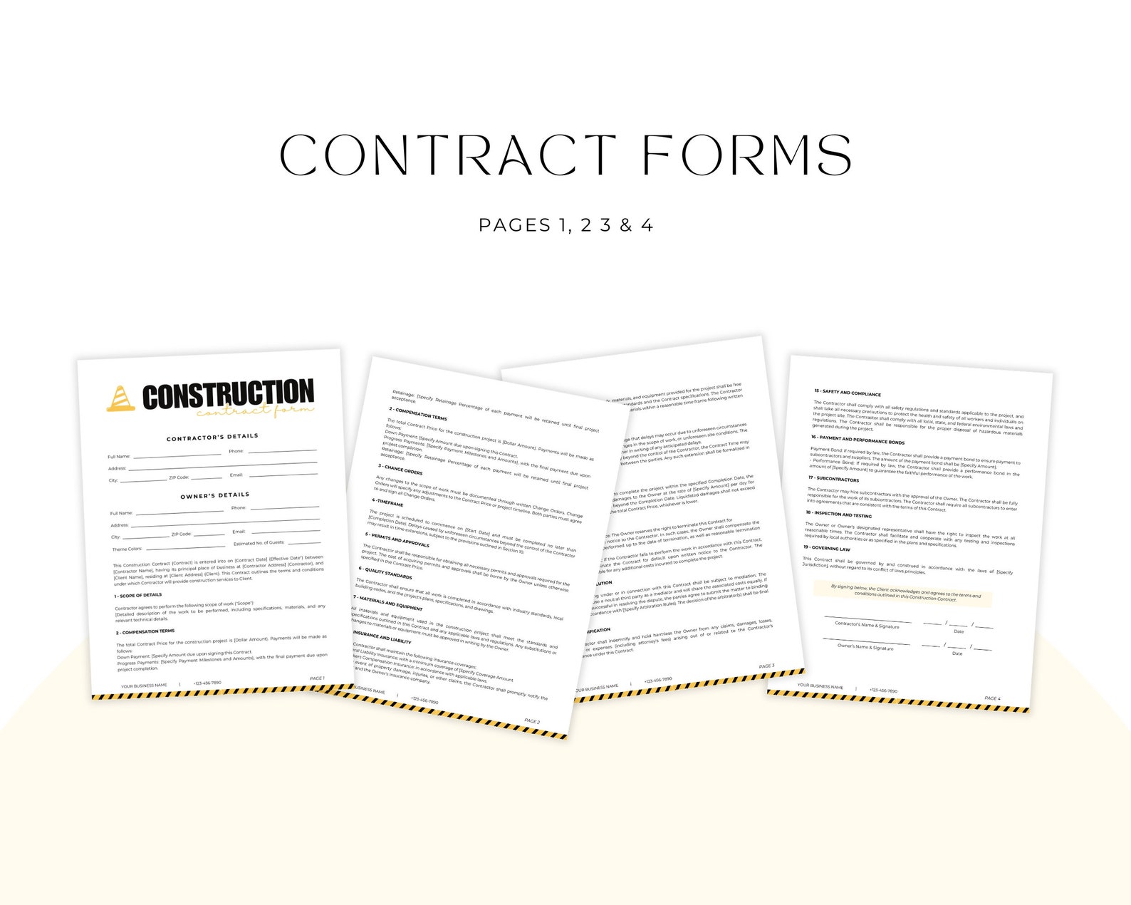 Construction Contract Form, Construction Agreement Template, Scope of ...