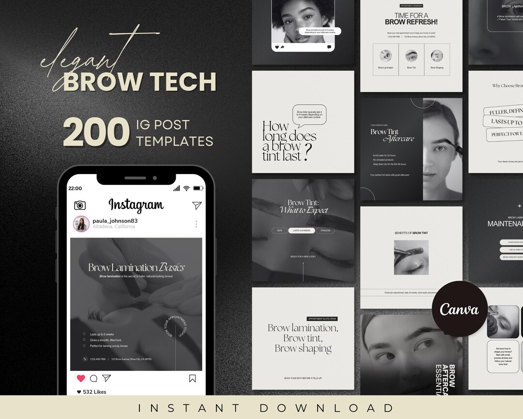 Elegant Brow Tech Instagram Post Templates, Brow Lamination Instagram ...