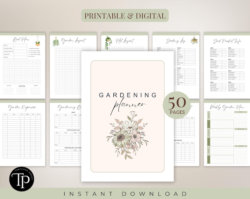 50 Pages Gardening Planner Template, Garden Journal Diary, Houseplant ...