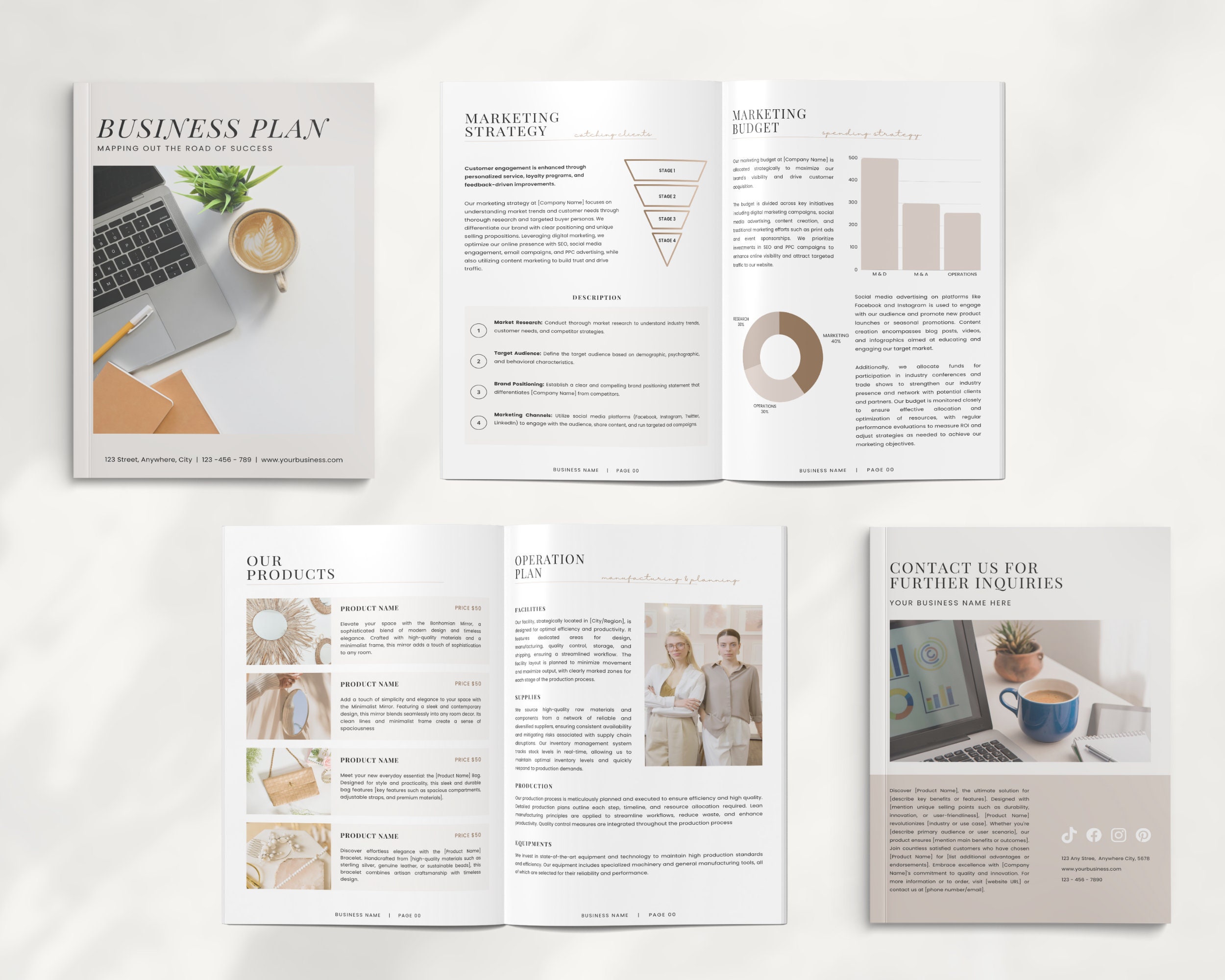 Business Plan Template, Business Planner Printable, Editable Canva ...