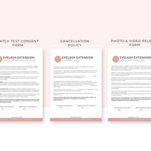 Eyelash Extension Forms - Editable Lash Consent Templates, Lash Tech ...