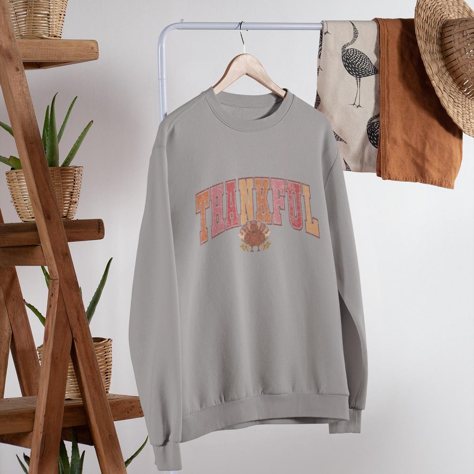 Thankful Thanskgiving Sweatshirt, Thankful Vibes Sweatshirt, Happy ...