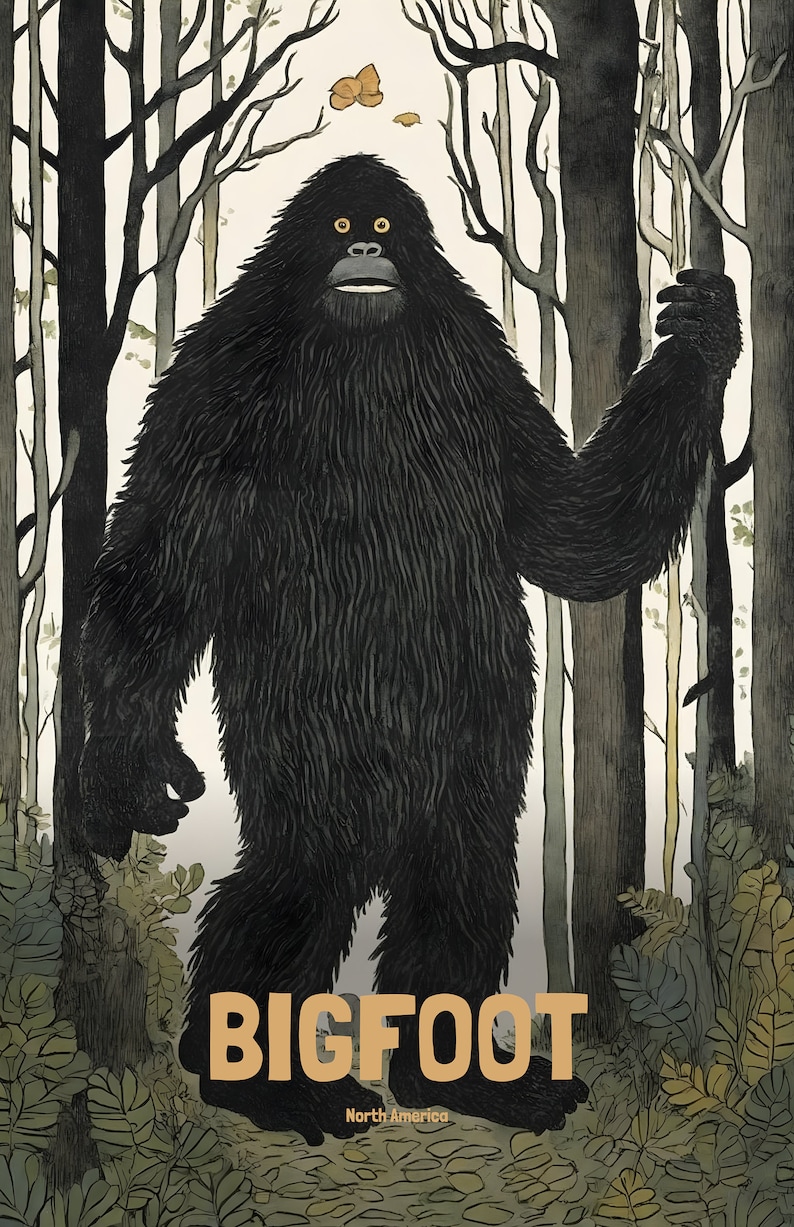Cryptid Poster Bundle - Bigfoot, Yeti & Mothman Wall Art - Etsy