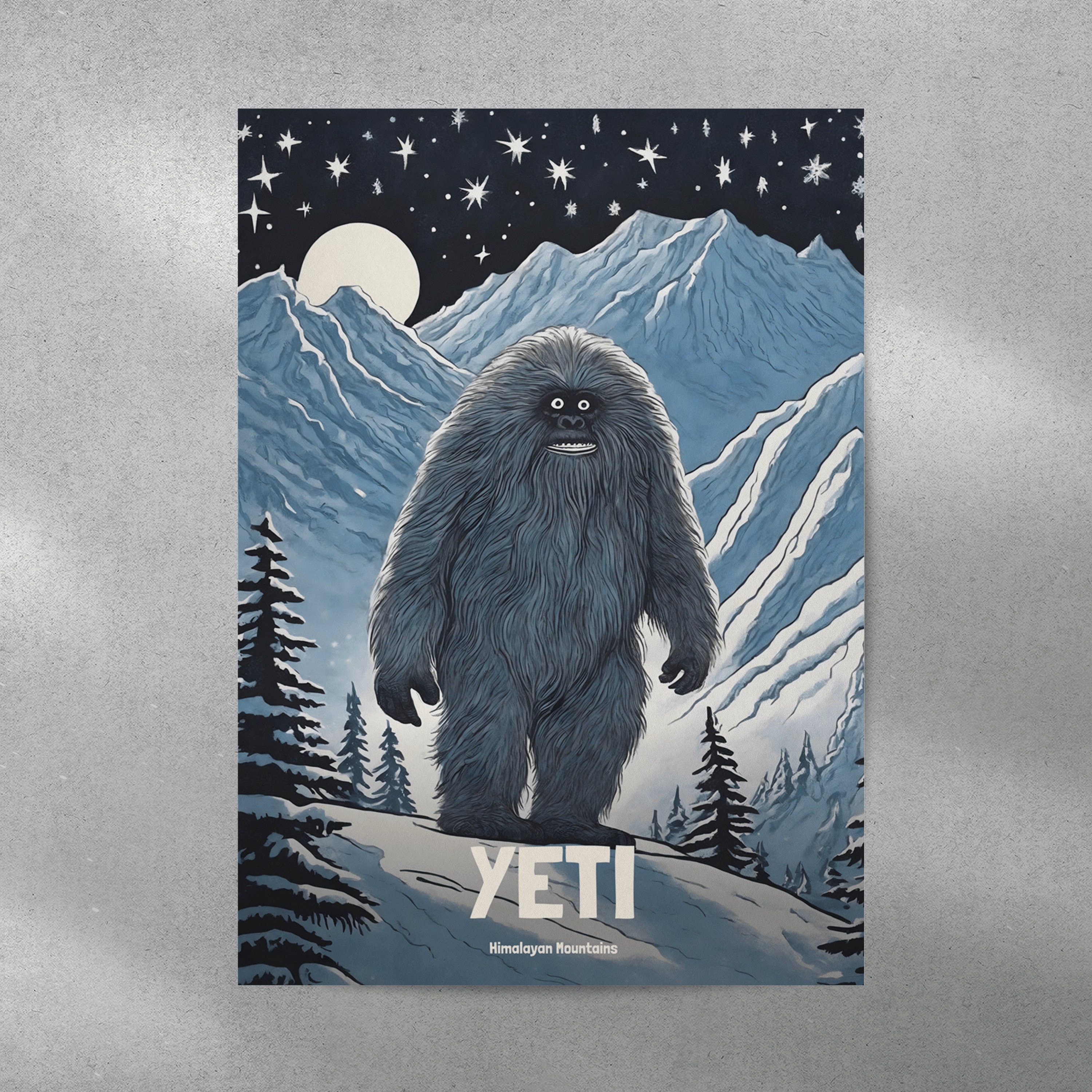 Digital Download - Illustrated Yeti Poster - Abominable Snowman Cryptid ...