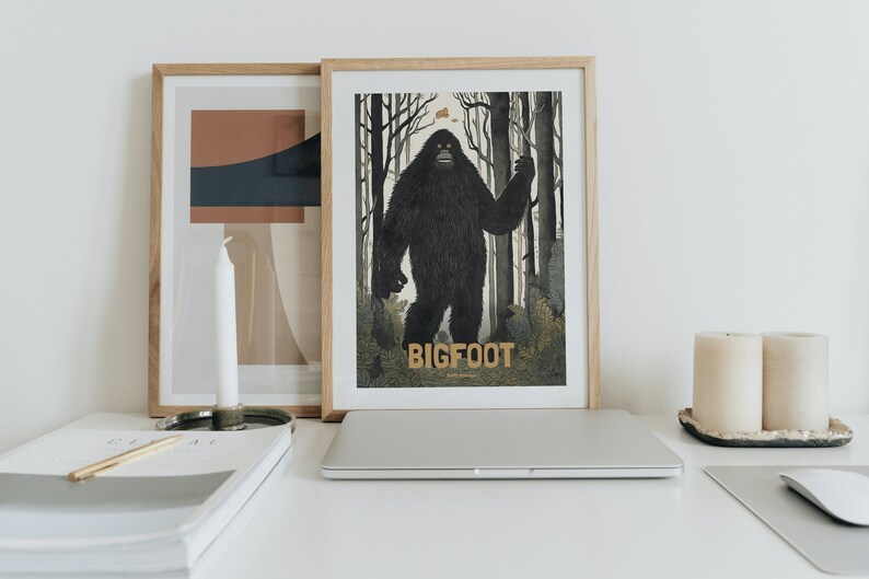 Digital Download - Illustrated Bigfoot Poster - Cryptid Sasquatch Wall ...