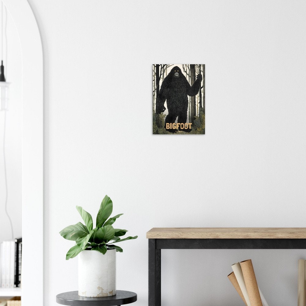 Illustrated Bigfoot Poster - Cryptid Sasquatch Wall Art - Etsy