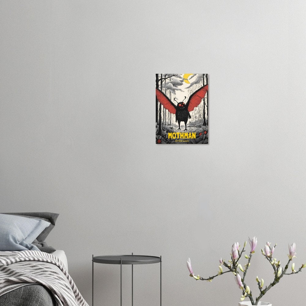 Illustrated Mothman Poster - Cryptid Wall Art - Etsy