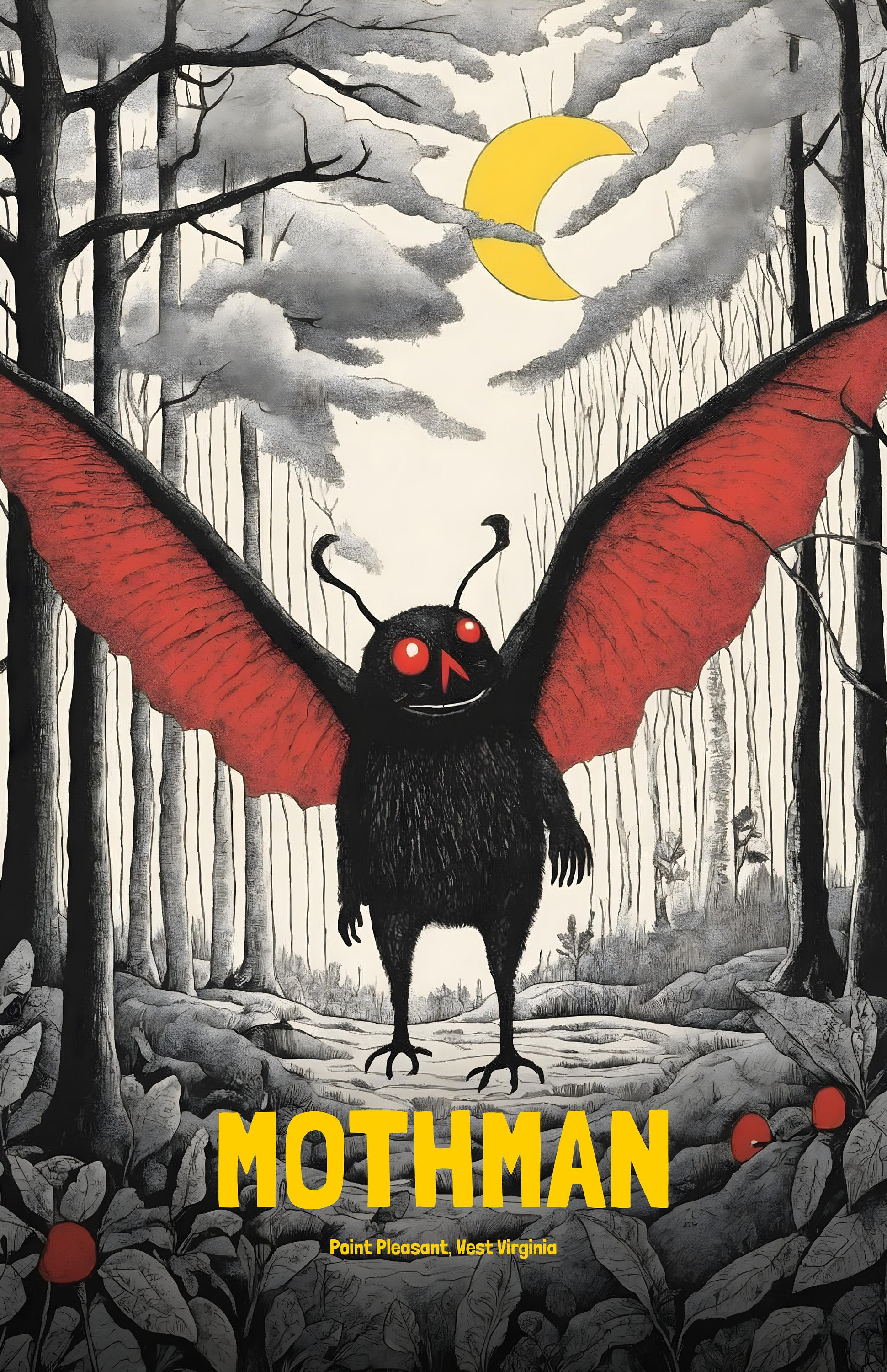 Cryptid Poster Bundle - Bigfoot, Yeti & Mothman Wall Art - Etsy