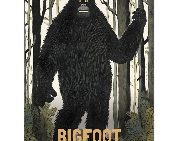 Bigfoot Poster, Cryptids Art Print, Cryptid Creature Wall Decor ...