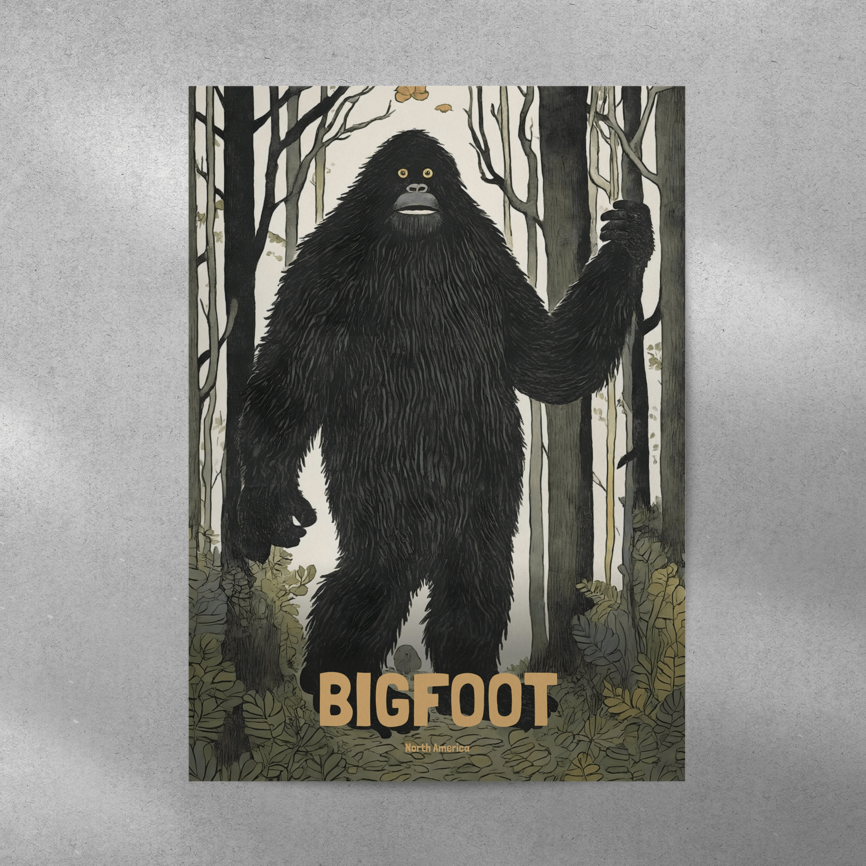 Digital Download - Illustrated Bigfoot Poster - Cryptid Sasquatch Wall ...