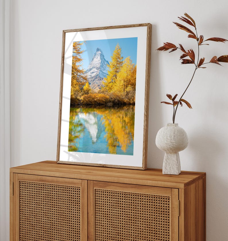 Matterhorn Autumn Fine Art Photography Print, Golden Larches Reflection ...