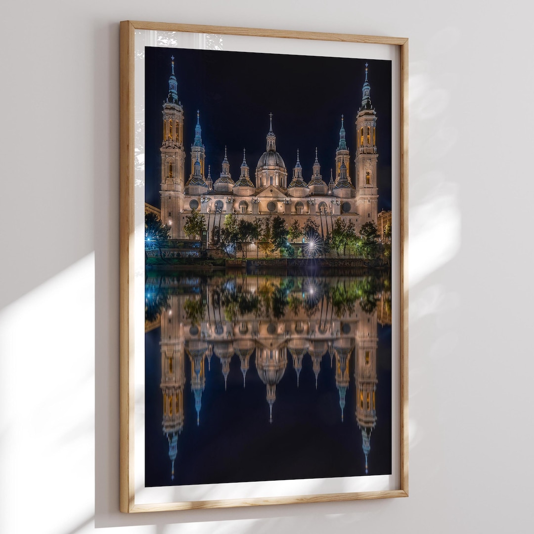 El Pilar Zaragoza Night Reflection Fine Art Photography Print, Basilica ...
