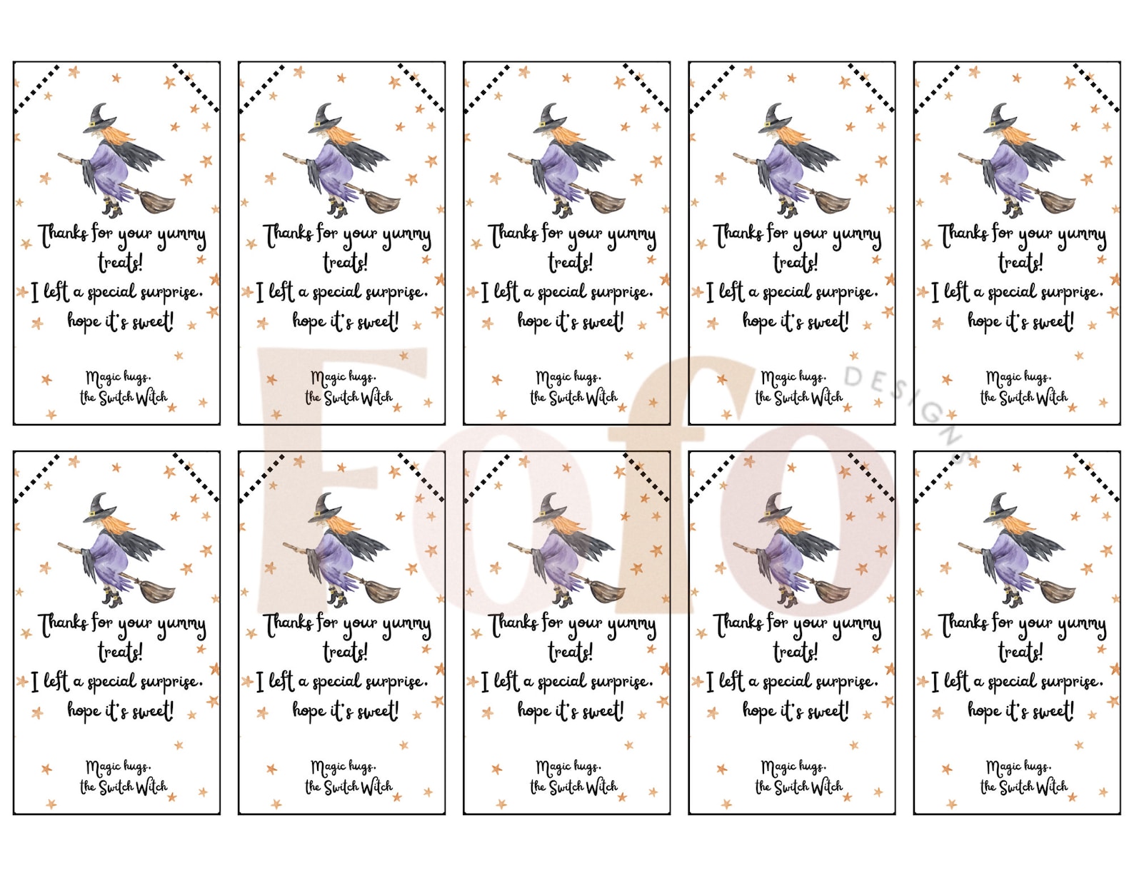 Switch Witch Printable Tag for Halloween Instant Download Halloween ...