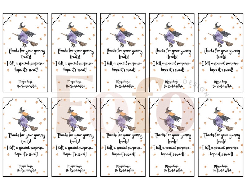Switch Witch Printable Tag for Halloween Instant Download Halloween ...