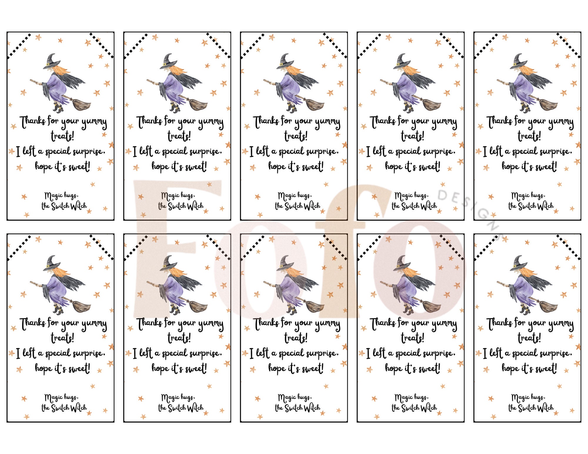 Switch Witch Printable Tag for Halloween Instant Download Halloween ...