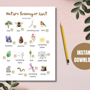 Digital Nature Scavenger Hunt Outdoor Activity for Kids, Nature Study ...