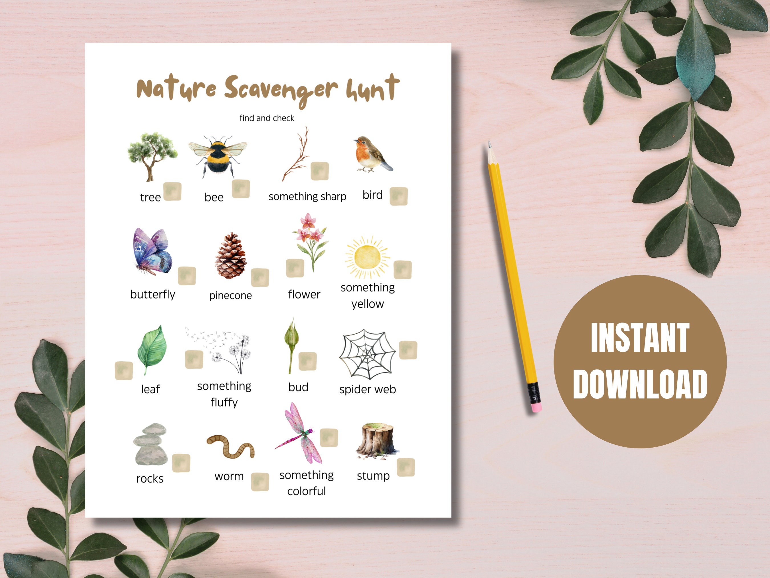 Digital Nature Scavenger Hunt Outdoor Activity for Kids, Nature Study ...