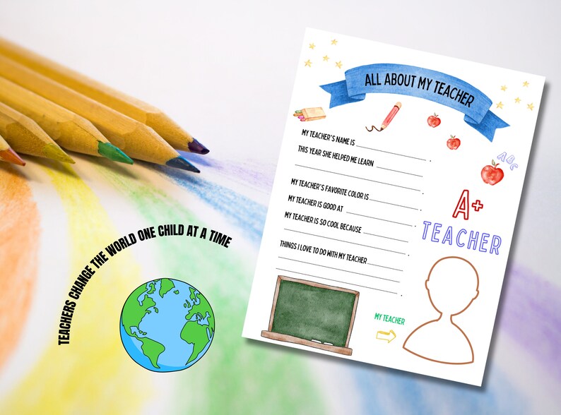 About Me Teacher Appreciation Week Printable for Teacher Appreciation ...