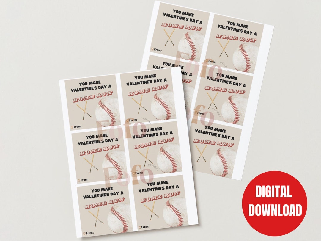 Baseball Classroom Valentine Printable Tag for Classroom Handout ...