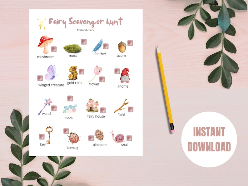 Fairy Scavenger Hunt for Kids Printable FAIRY Garden Birthday PARTY ...