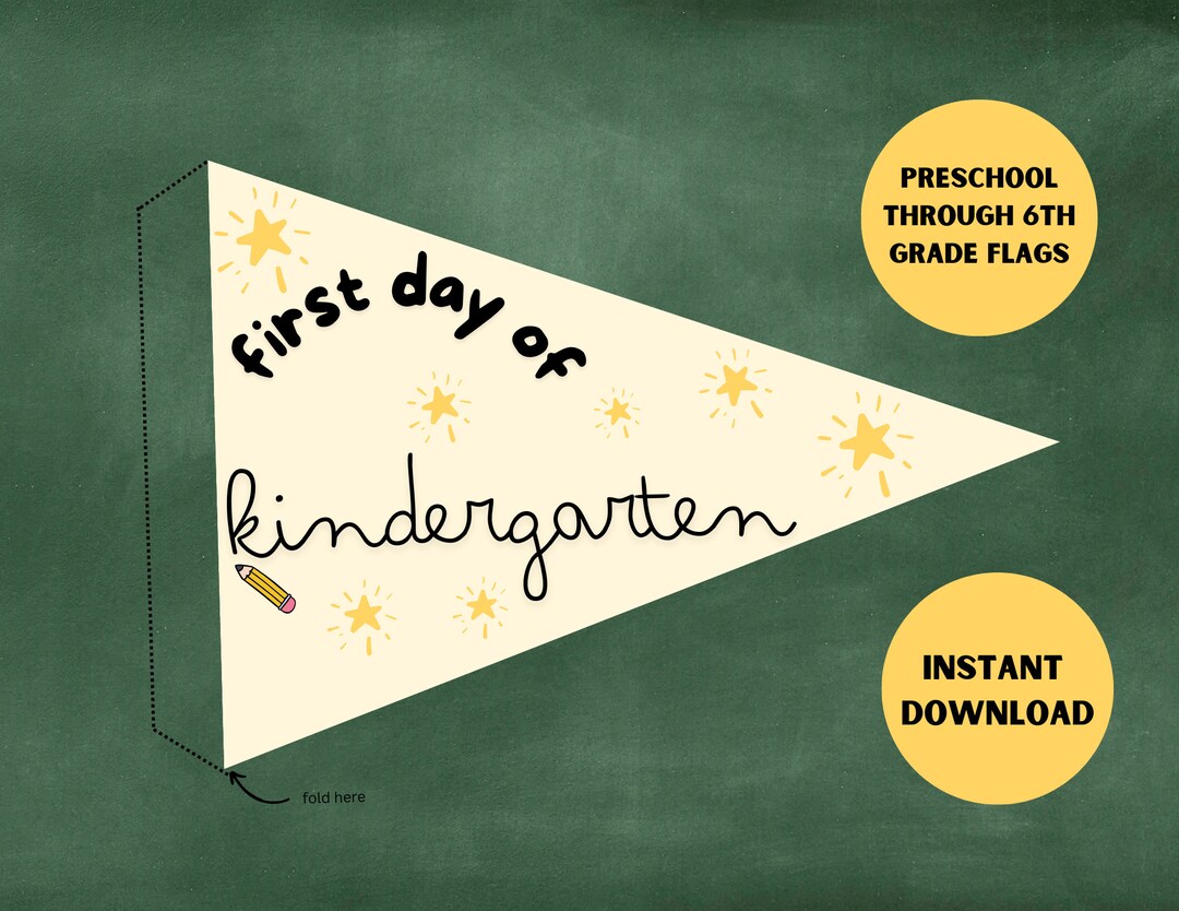 Printable First Day of School Pennant Flag Instant Download ...