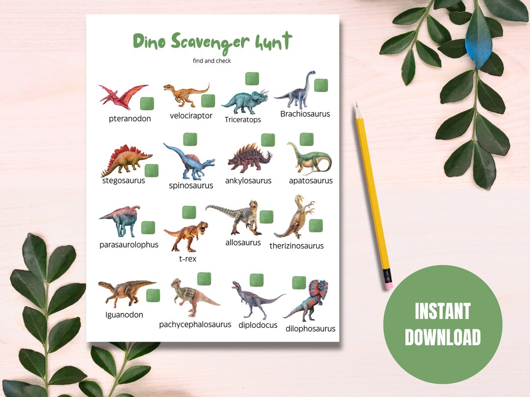 Dino Scavenger Hunt for Kids Printable Dinosaur Birthday PARTY GAME ...