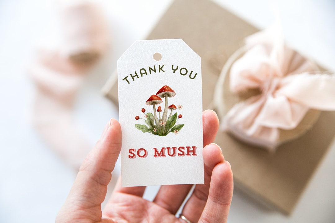 Mushroom Gift Tags, Thank You so Mush Card Watercolor Mushroom ...