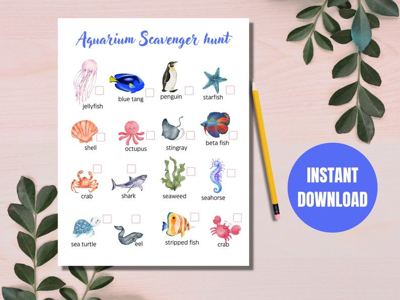Aquarium Digital Scavenger Hunt for Kids Printable Homeschool Field ...