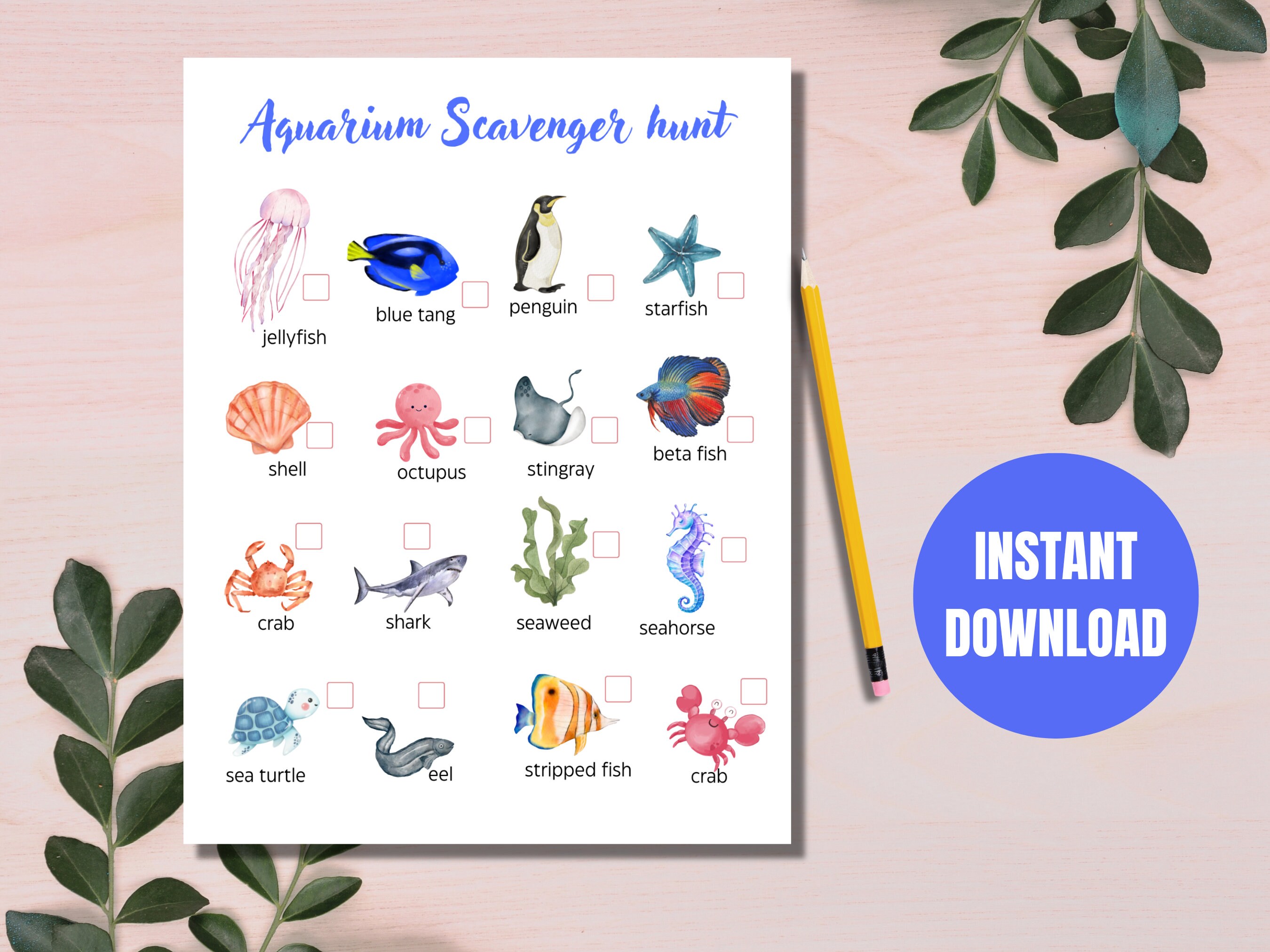 Aquarium Digital Scavenger Hunt for Kids Printable Homeschool Field ...
