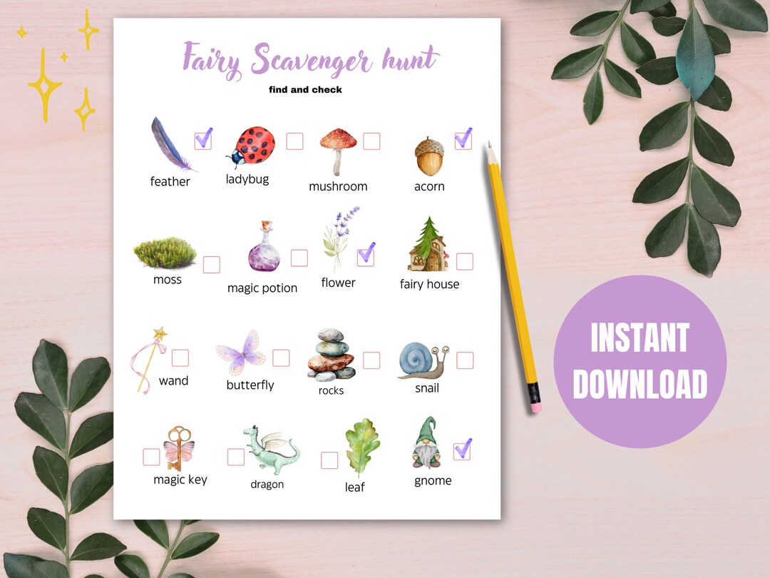 Fairy Scavenger Hunt for Kids Printable FAIRY Garden Birthday PARTY ...
