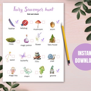 Fairy Scavenger Hunt for Kids Printable FAIRY Garden Birthday PARTY ...